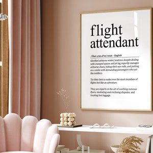 Flight Attendant Definition Print, Travel Art, Cabin Crew Gift, Airline ...