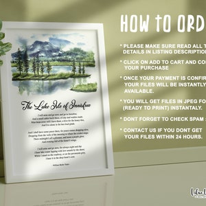 The Lake Isle of Innisfree Poem Poster, W B Yeats, Literary Poster ...