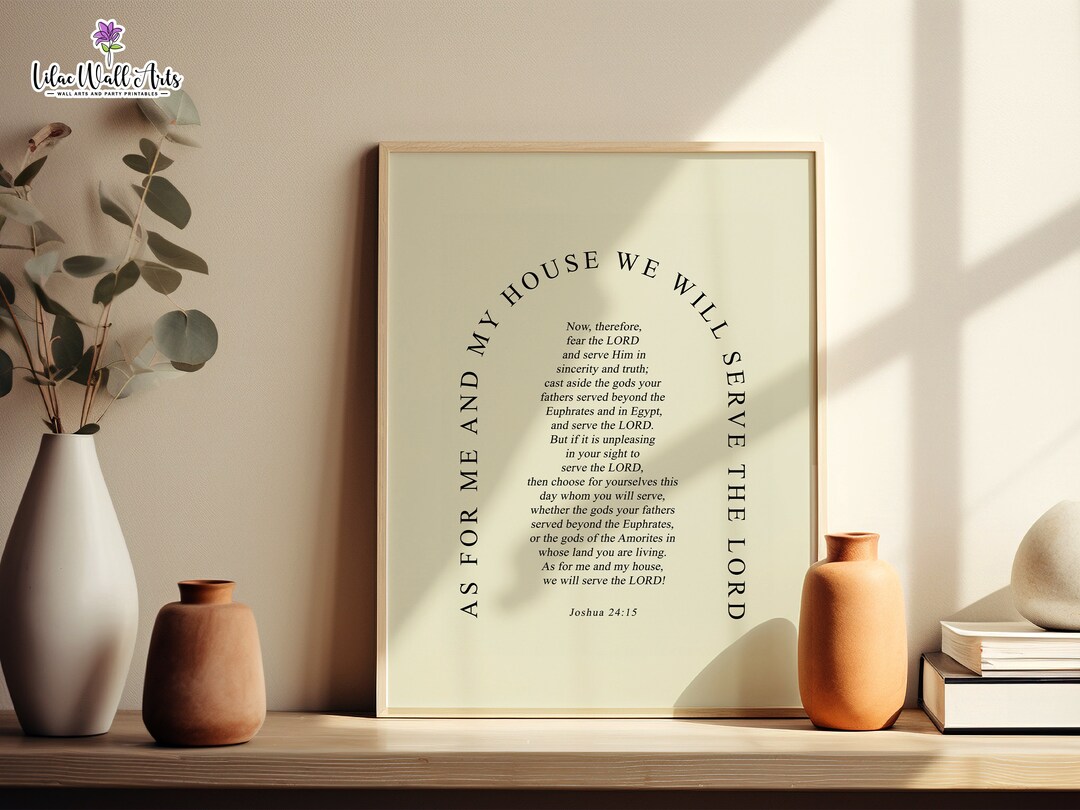 Joshua 24 15 Print, as for Me and My House Will Serve the Lord, Joshua ...