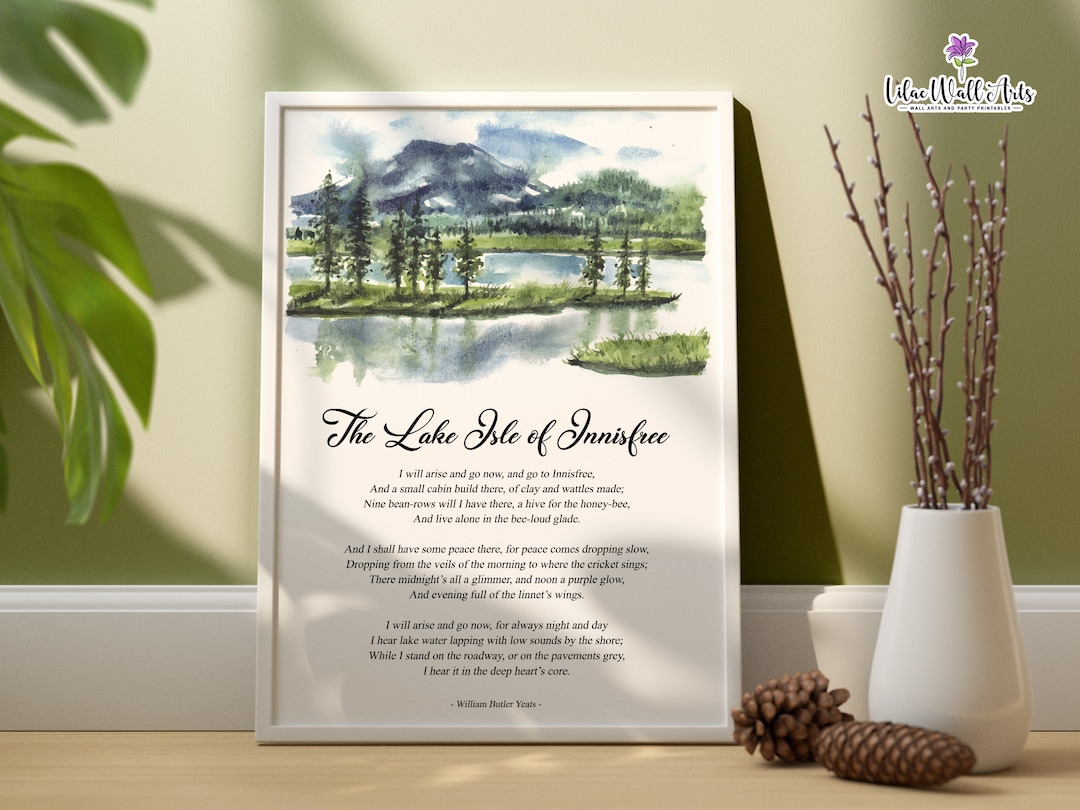 The Lake Isle of Innisfree Poem Poster, W B Yeats, Literary Poster ...