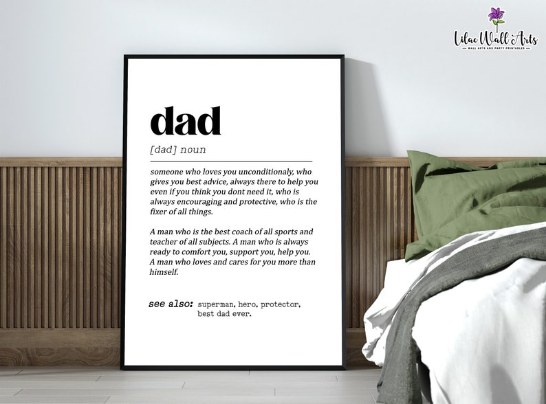 Dad Definition Print Dad Birthday Father's Day Gift Dad - Etsy