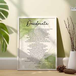 Sage Green Desiderata Poem by Max Ethramann Poem Print - Etsy Canada
