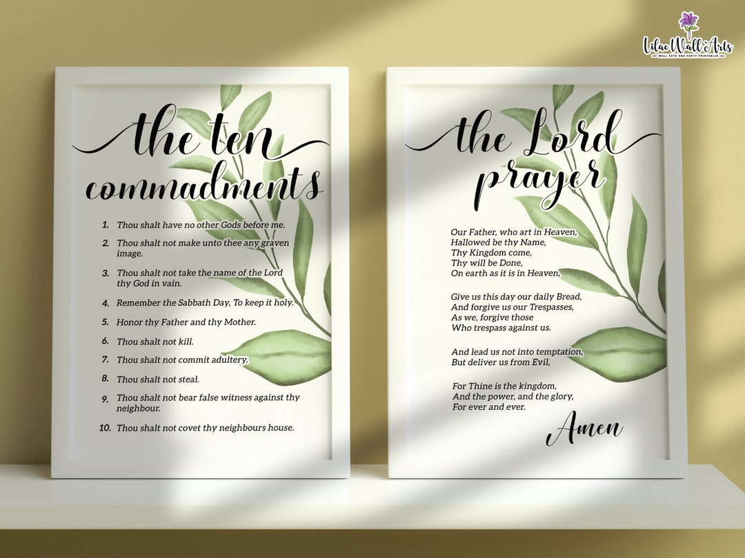 The Lord's Prayer | the 10 Commandments Wall Art | Set of 2 Scripture ...