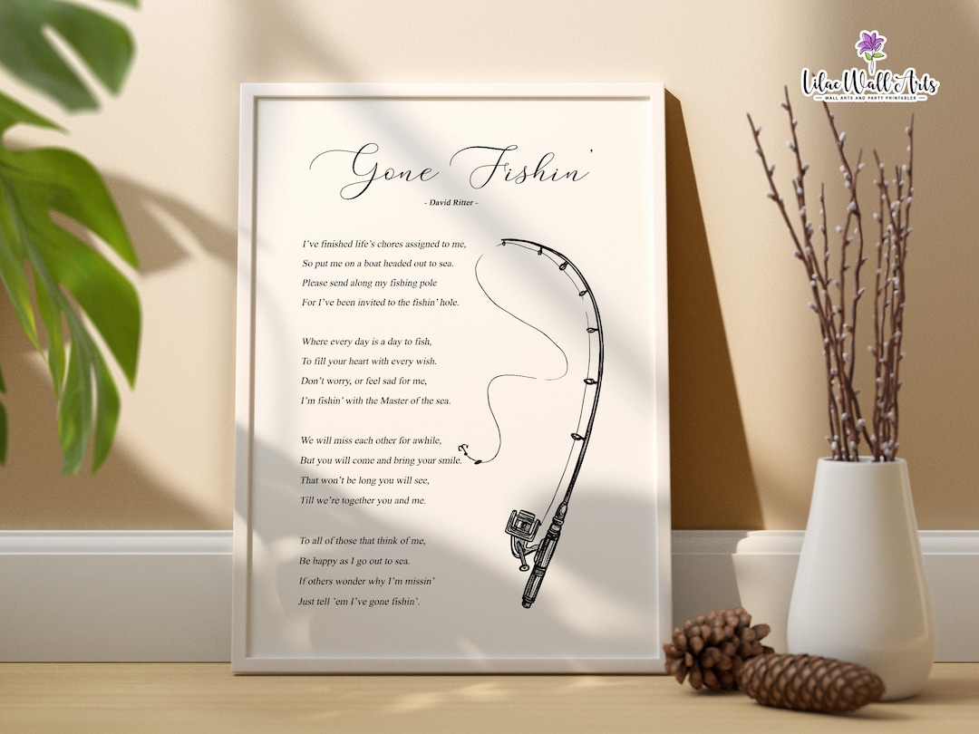 Gone Fishing Poem: Memorial Gift, Bereavement Loss, Remembrance Poem ...