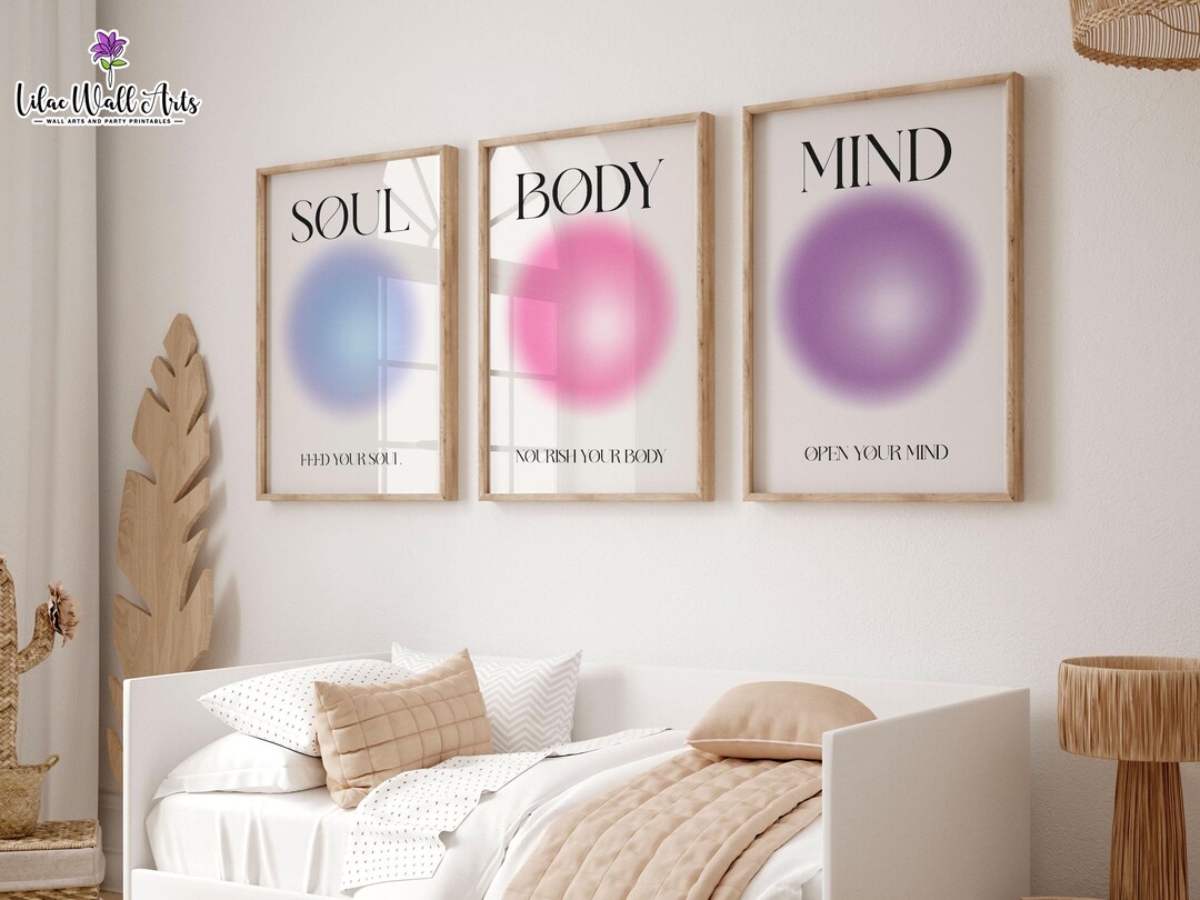 Aura Print Set of 3: Mind Body Soul Gradient Wall Art (digital Download ...