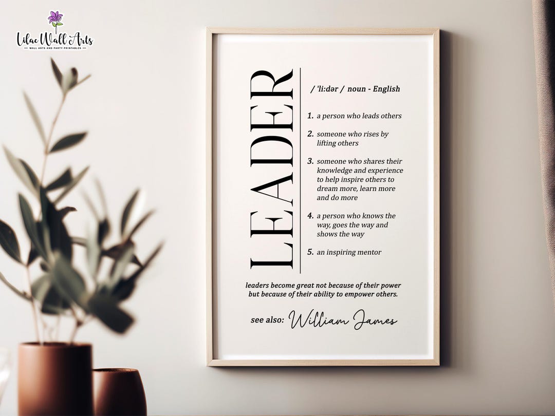 Leader Definition Print: Appreciation Boss Gift, Retirement Wall Art ...