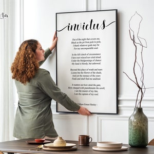 Invictus Poem Print, Invictus Art Print, Poetry Poster, Inspirational ...