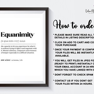 Equanimity Definition Print: Dictionary Wall Art (digital Download) - Etsy