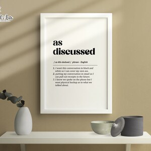 As Discussed Home Office Poster Definition Print Office Wall Art Office ...