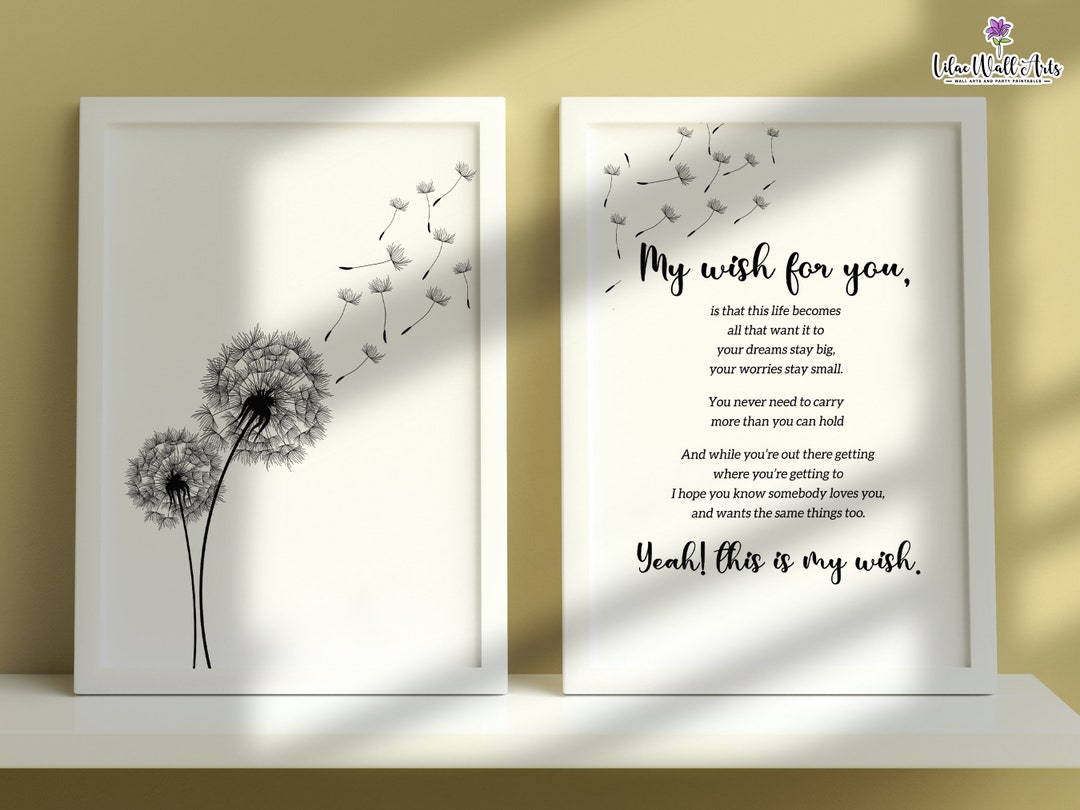 My Wish for You Print: Inspirational Song Lyrics Wall Art (digital ...