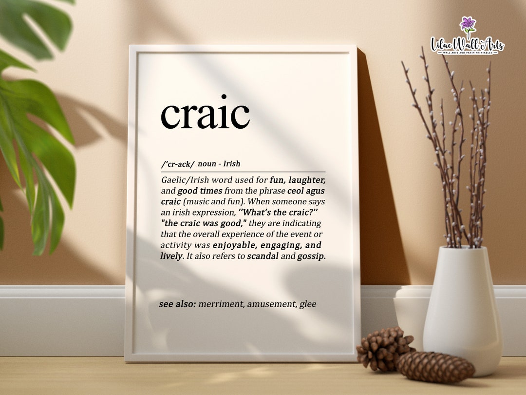 Craic Irish Definition Print | Ireland Slang | Irish Phrases | Irish Sayings | Irish Prints ...
