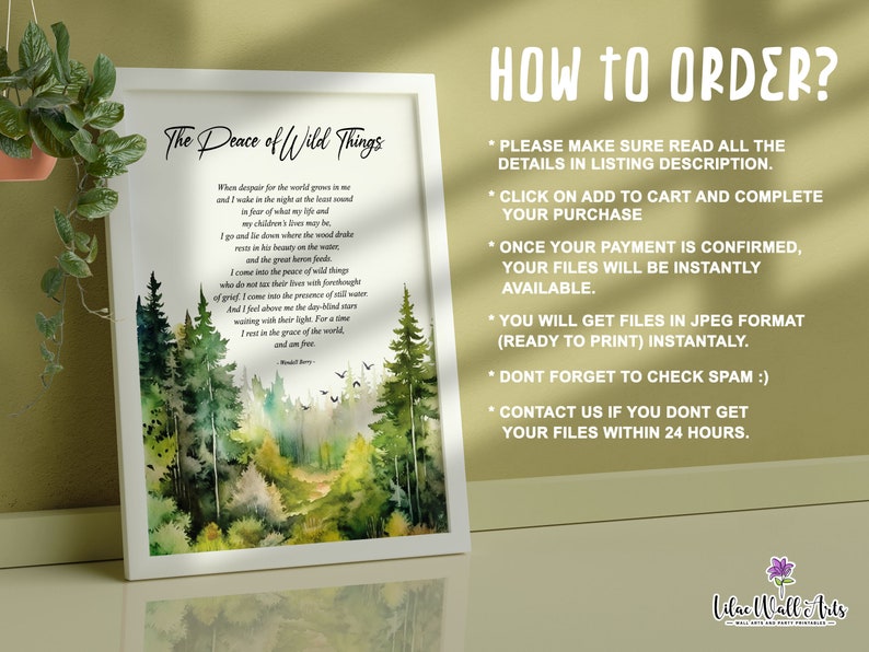 Wendell Berry Poem Print: the Peace of Wild Things, Forest Landscape ...