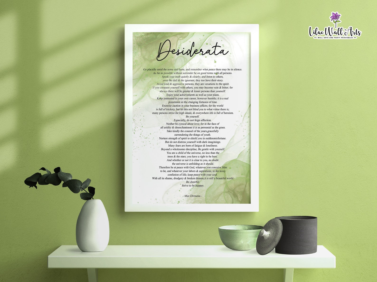 Sage Green Desiderata Poem by Max Ethramann Poem Print - Etsy Canada