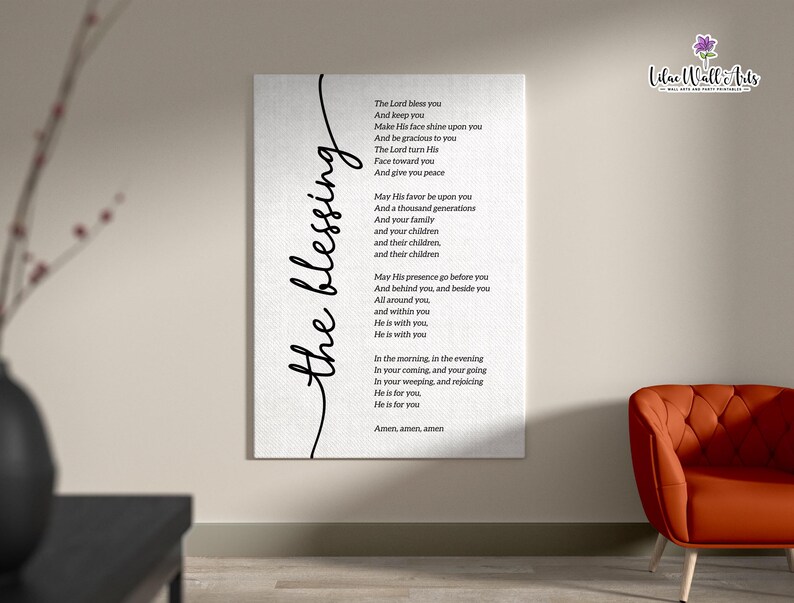 The Blessing Song Lyrics Wall Art: Minimalist Christian Home Decor ...