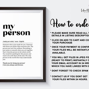 My Person Definition Print You're My Person Best Friend Gift Sister ...