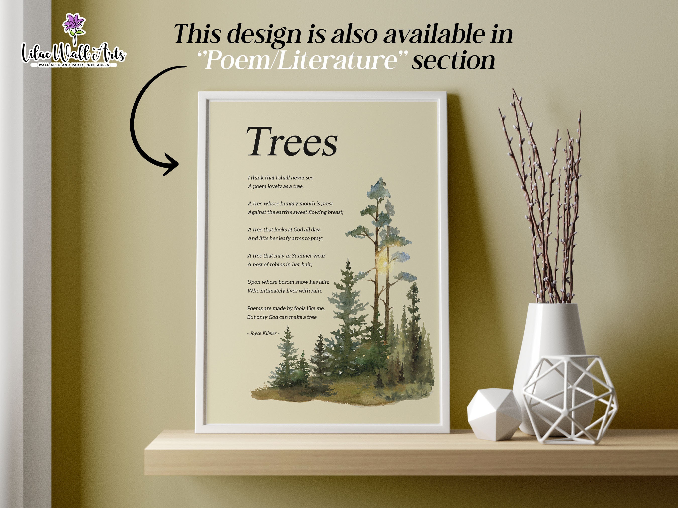 Joyce Kilmer 'trees' Poem Print: Poetry Poster, Nature Quote Art ...