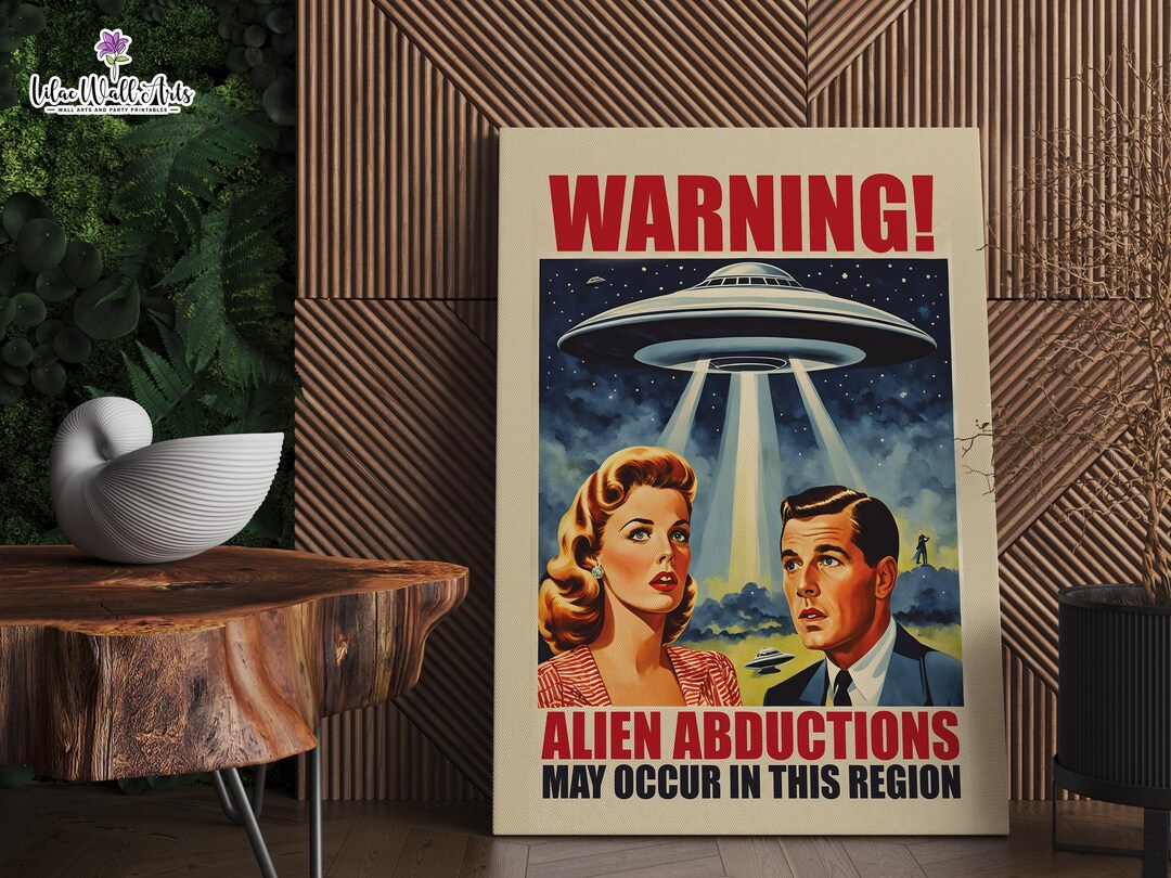 Retro UFO Abduction Poster: 1950s Style Sci-fi Art (digital Download ...