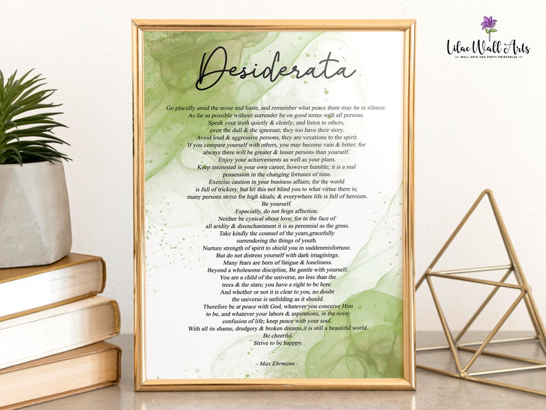 Sage Green Desiderata Poem by Max Ethramann Poem Print - Etsy Canada