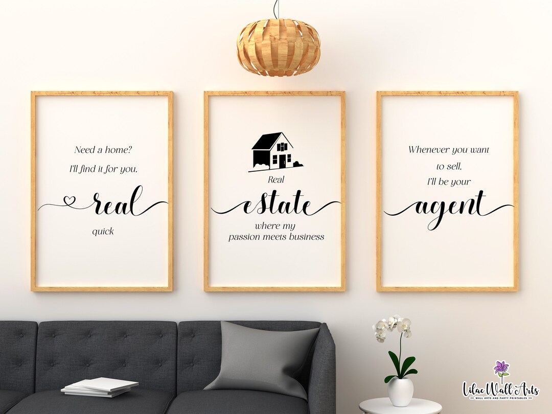 Real Estate Art Set of 3: Realtor Office Decor (digital Download) - Etsy