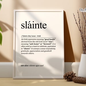 Slainte Definition Print, Irish Decor, Scotland Print, Irish Quotes ...