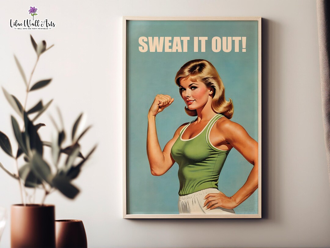 Retro Gym Poster: Female Bodybuilding Art, Workout Gym Artwork ...