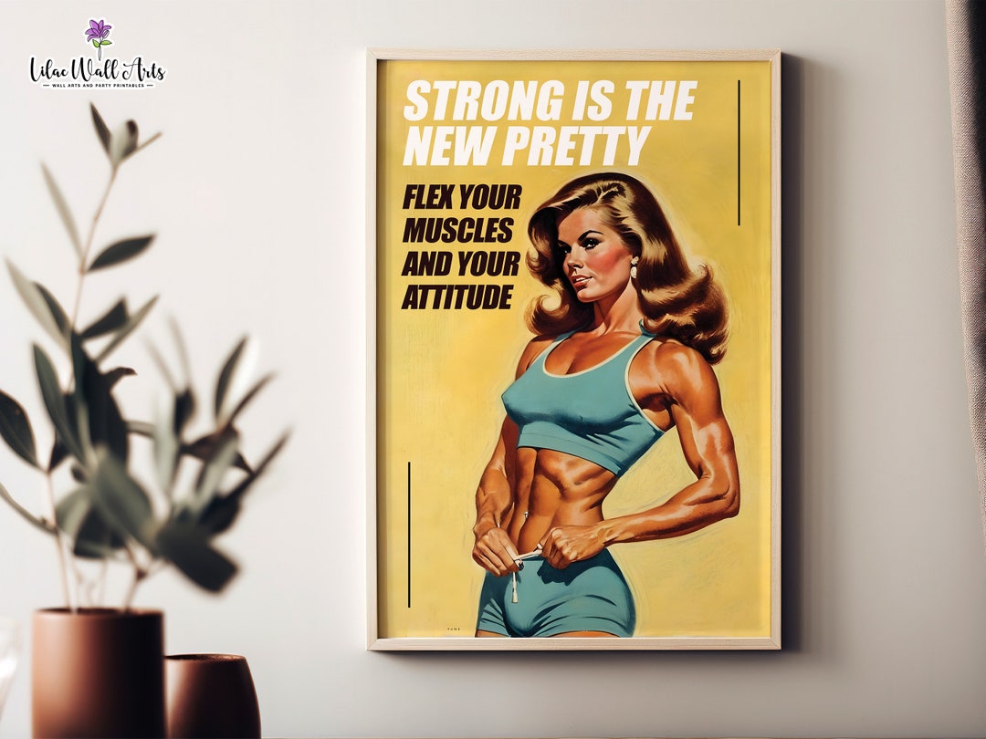 Retro Gym Poster: Strong Woman Fitness Wall Art, Gym Artwork (digital ...