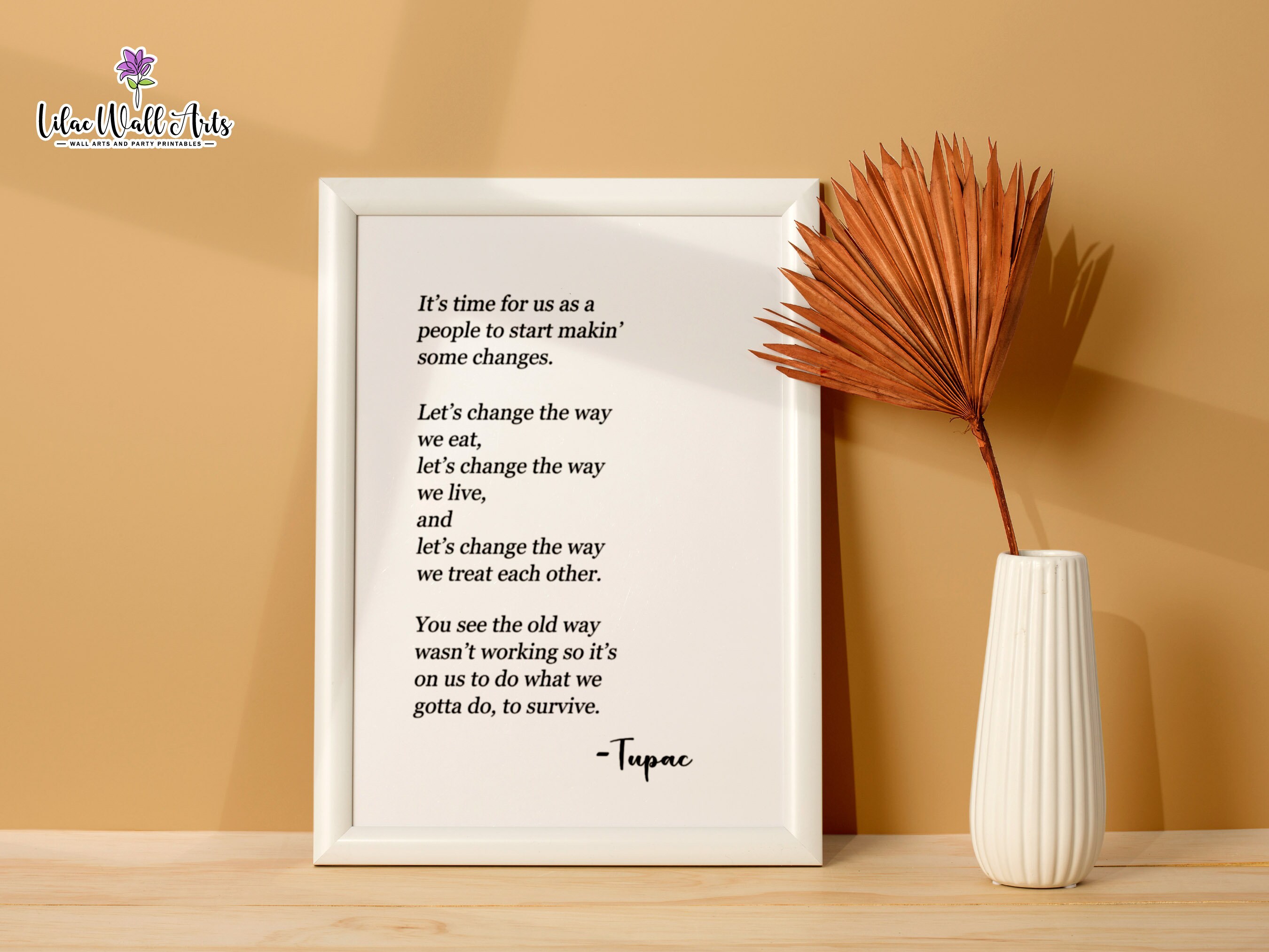 Tupac Changes Lyrics Wall Art | Rap Lyrics Wall Art | Hip Hop Poster ...