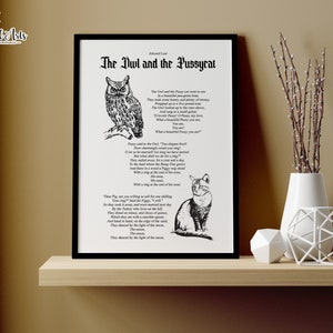The Owl and the Pussycat Poem Print, Owl and Pussycat, Poem Art, Edward ...