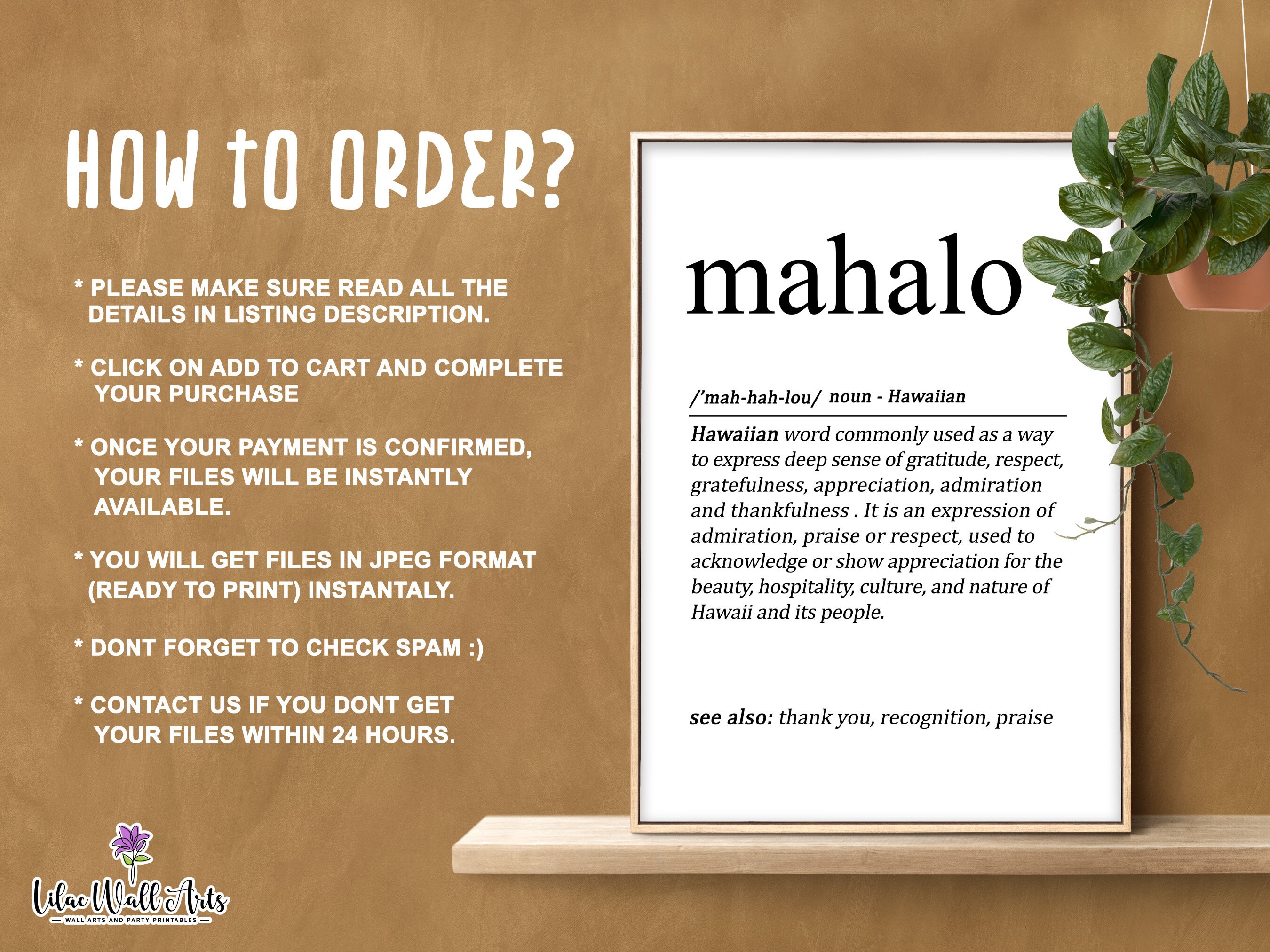 Mahalo Definition Print Family Definition Aloha Gift - Etsy