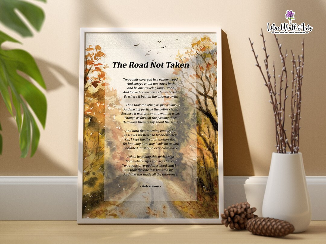 Robert Frost Poem Print: the Road Not Taken, Poetry Wall Art (digital ...