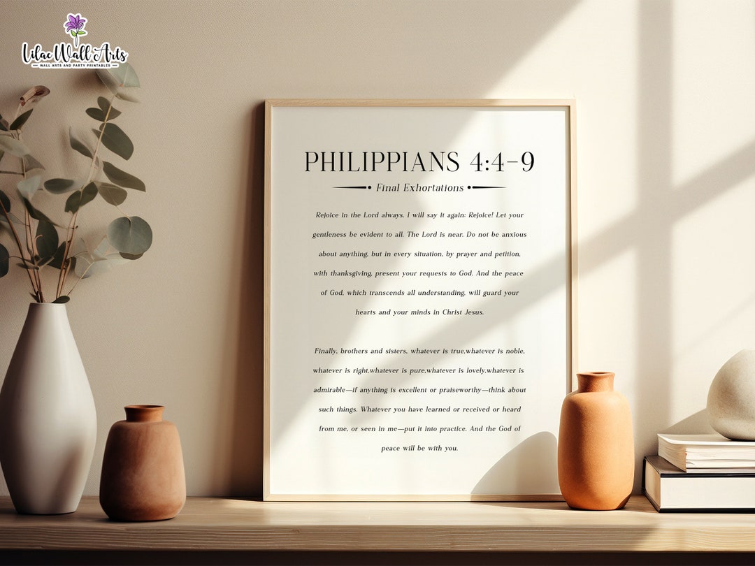 Philippians 4:4-9 Rejoice in the Lord, Modern Bible Verse Art Print ...