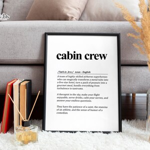 Cabin Crew Definition Print, Flight Attendant, Aviation Gift, British ...