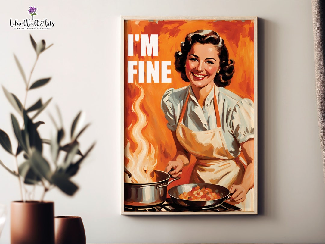 Retro Woman Poster, Chef Print, Cooking Print, Printable Kitchen Poster ...
