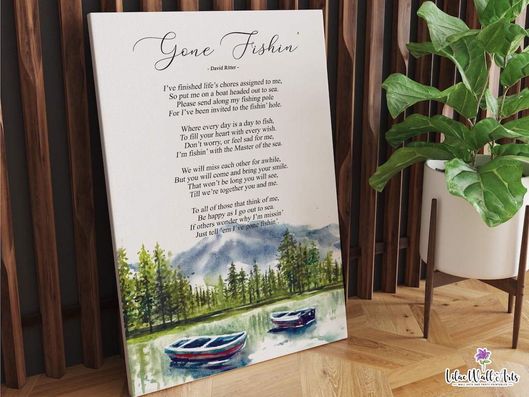 Gone Fishing Poem, Remembrance Gift, Grief Gift, Memorial, Bereavement ...