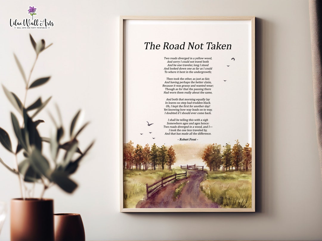 The Road Not Taken Robert Frost Poetry Poster, Robert Frost Poem Print ...