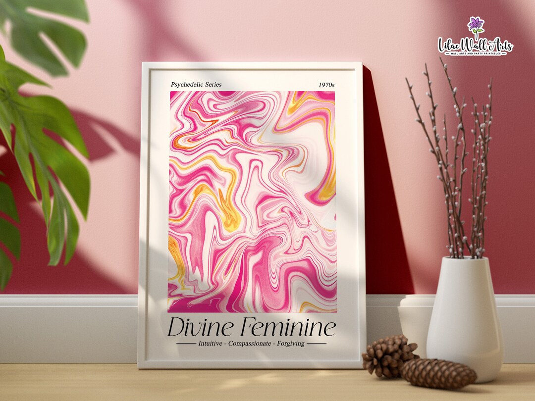 The Divine Feminine Art, Blush Pink Aura Poster Groovy Wall Art Pink Aura Wall Art, Denmark ...