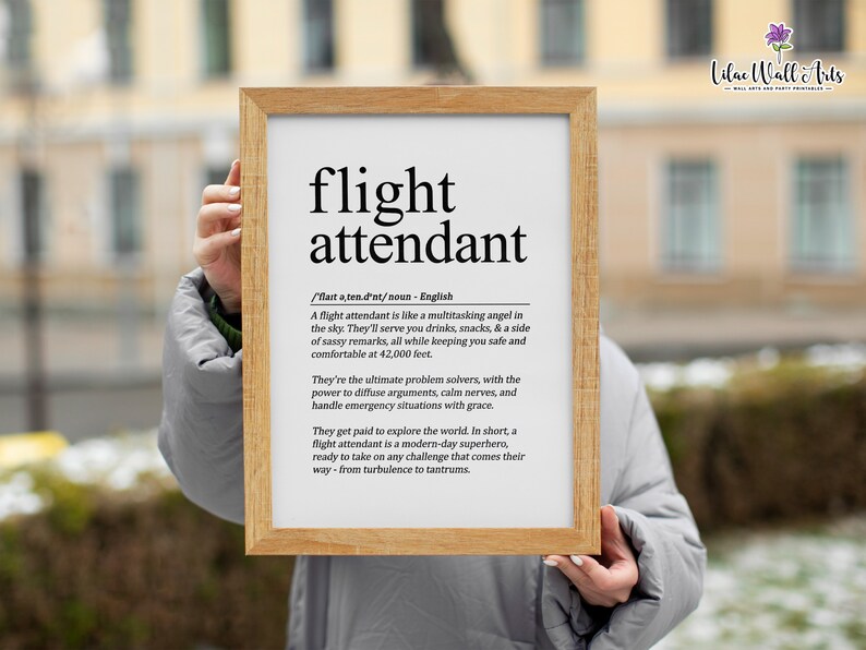 Flight Attendant Definition Print: Cabin Crew Gift (digital Download ...
