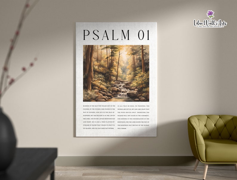 Psalm 1 Watercolor Bible Verse Art Print: Scripture Wall Decor (digital ...