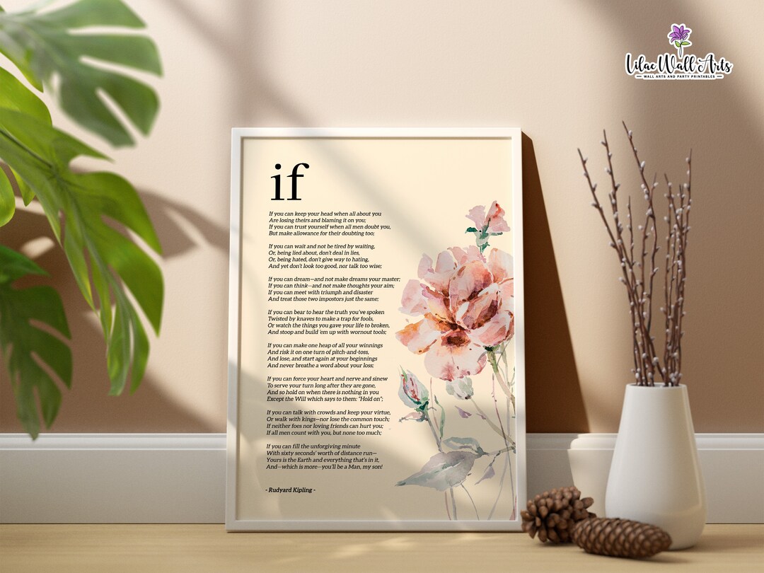 If Poem by Rudyard Kipling | Inspirational Art | Poetry Gift | Home ...