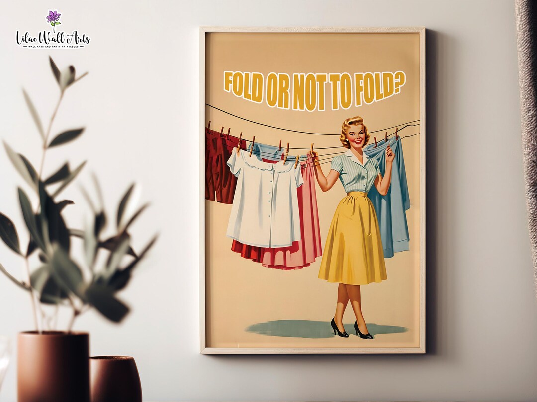 50s Laundry Day Poster Laundry Wall Art Retro Housewife Laundry Room ...