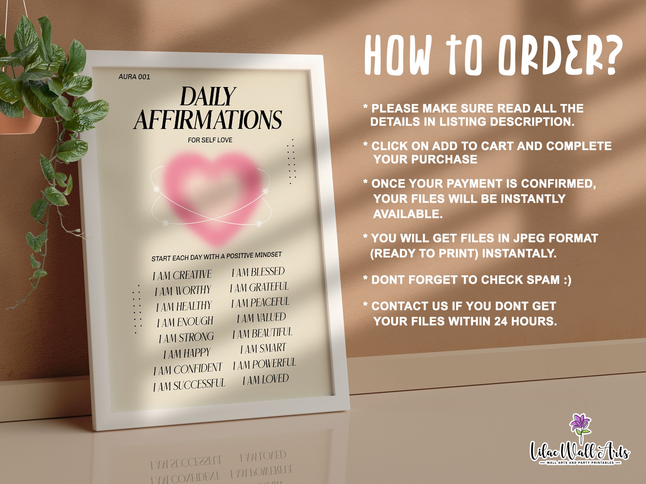 Pink Poster Set of 3 Affirmation Poster Aura Room Décor Pink - Etsy