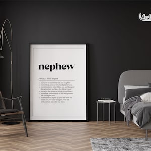 Nephew Definition Print, Nephew Wall Art, Nephew Printable Art, Nephew ...