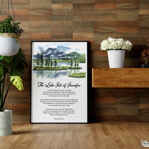 The Lake Isle of Innisfree Poem Poster, W B Yeats, Literary Poster ...