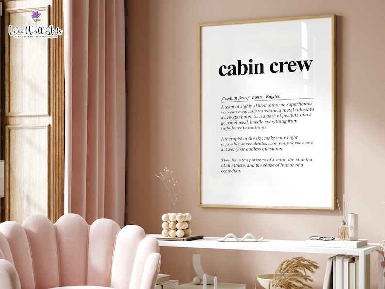 Cabin Crew Definition Print Flight Attendant Aviation Gift - Etsy