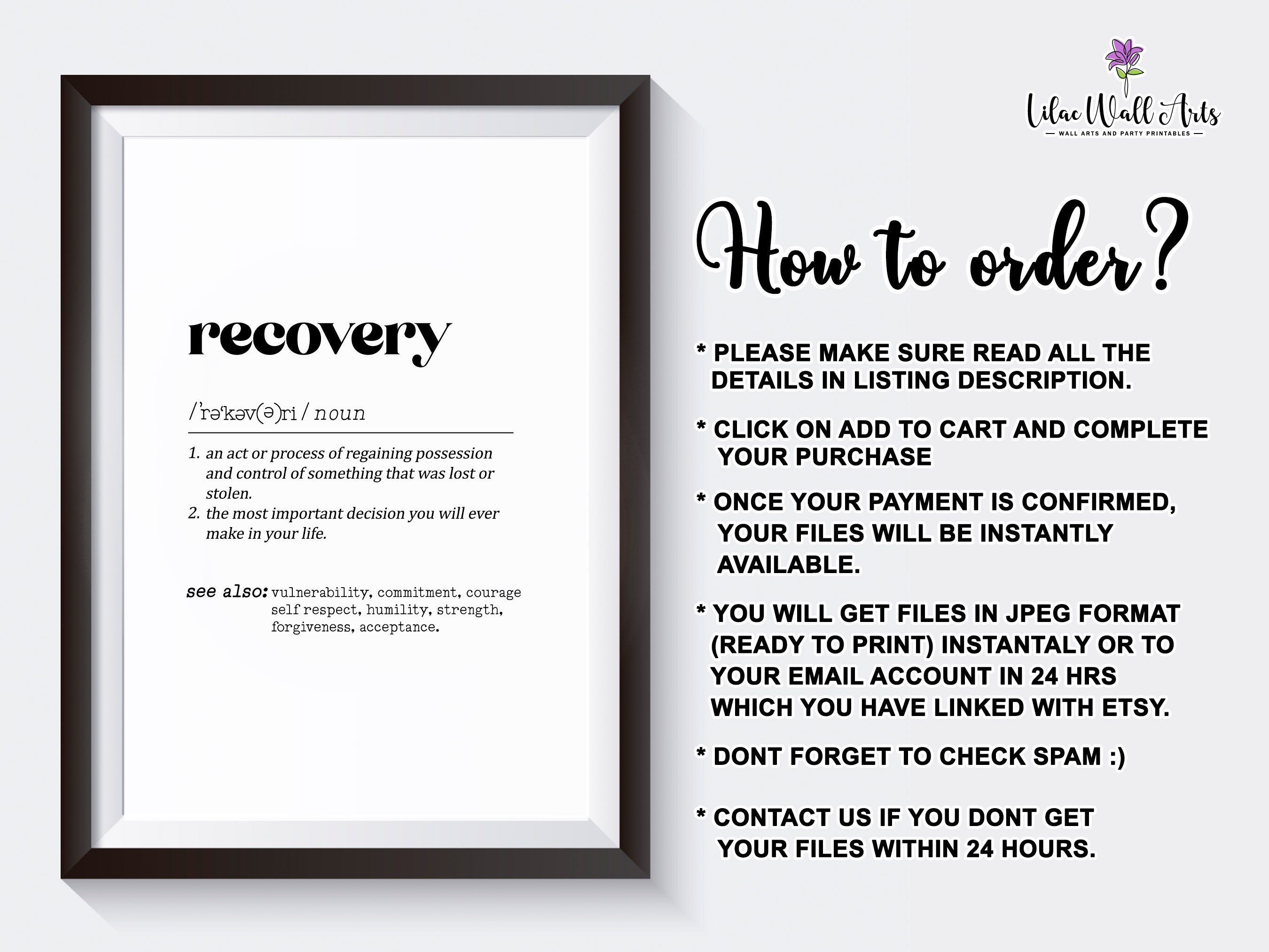 Recovery Definition Print Printable Wall Art Definition - Etsy