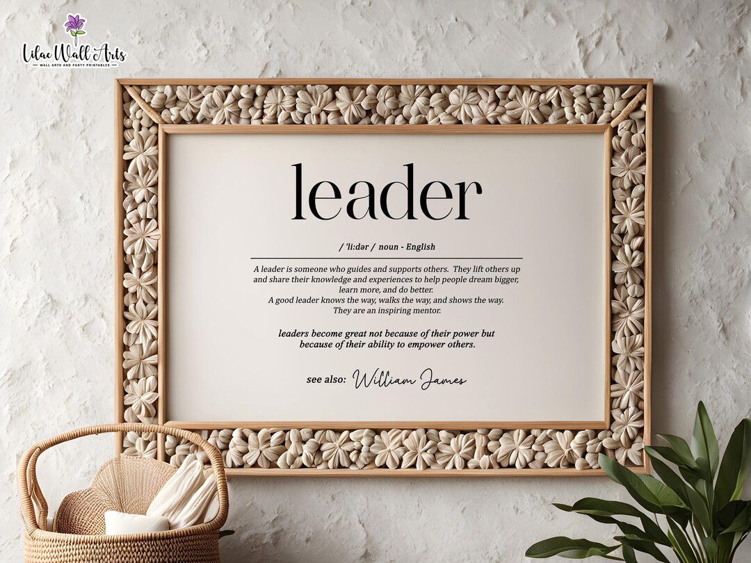Leader Definition Print: Dictionary Style Wall Art, Boss Thank You Gift ...