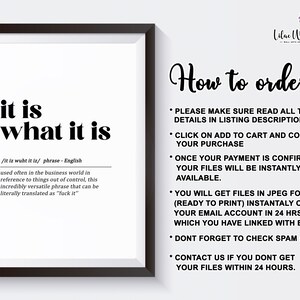 It is What It is Definition Print Printable Wall Art Definition Print ...