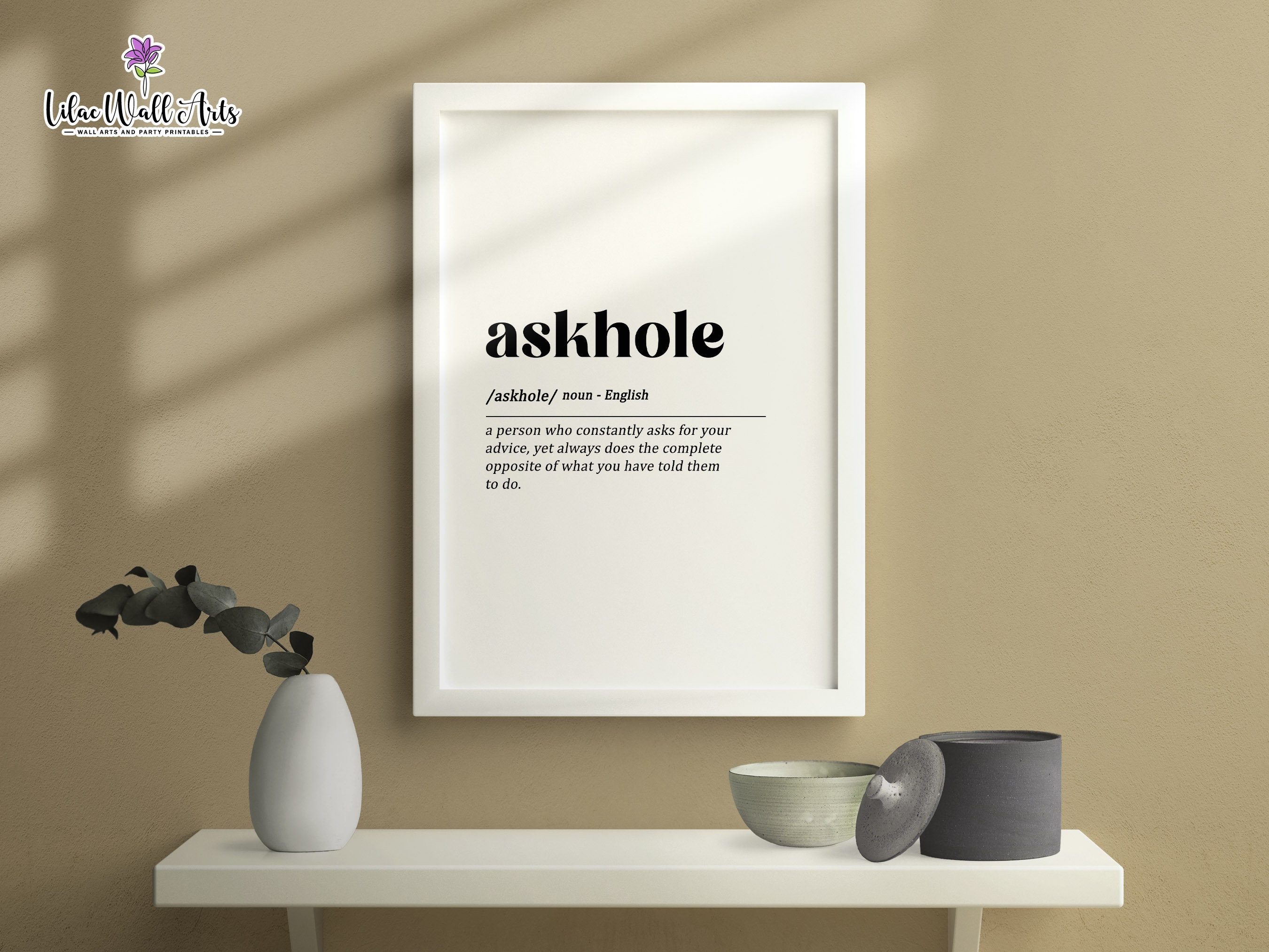 Askhole Definition Print Dictionary Art Cubicle Decor - Etsy