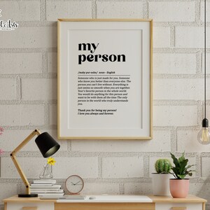 My Person Definition Print You're My Person Best Friend Gift Sister ...