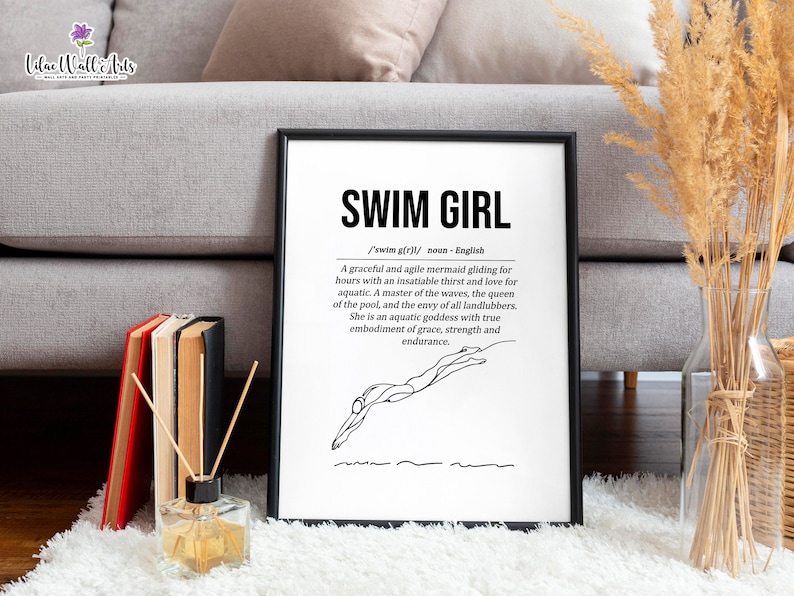 Swim Girl Definition Art Swim Team Girl Swimming Print - Etsy